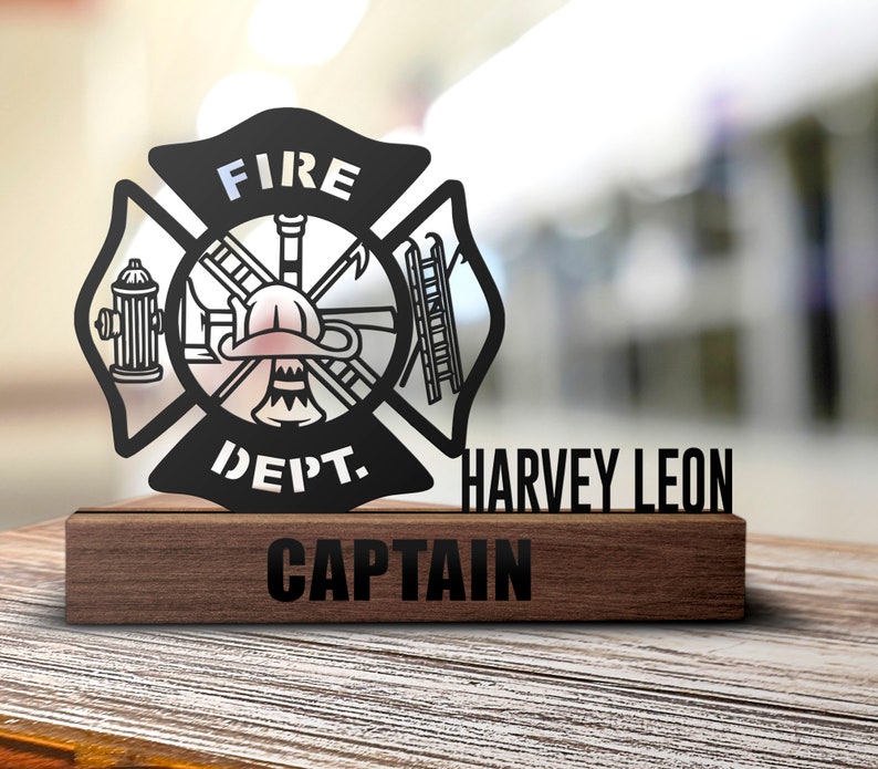 Custom Firefighter Desk Name Plate Wedge Personalized Fireman - Etsy