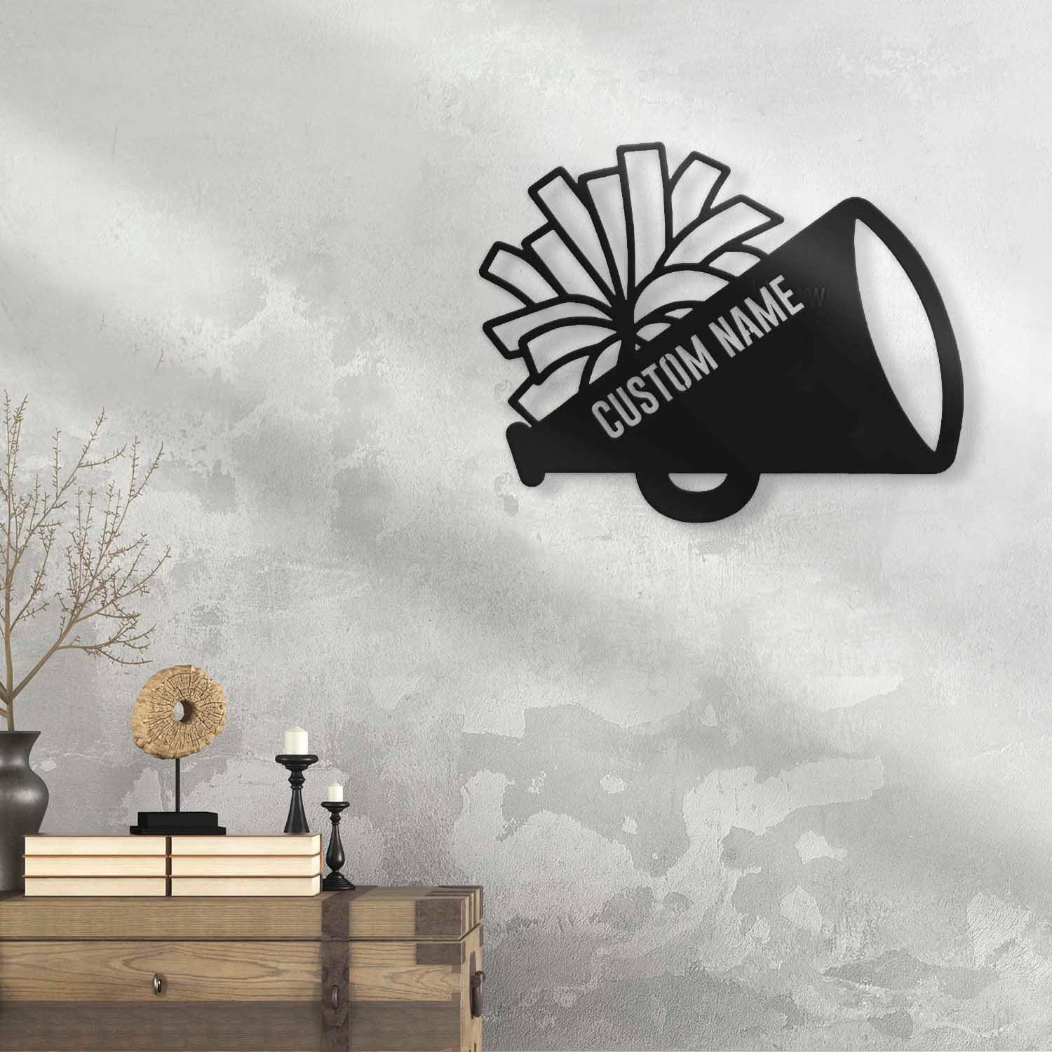 Custom Megaphone With Pom Pom Cheerleading Metal Wall Art LED Light ...