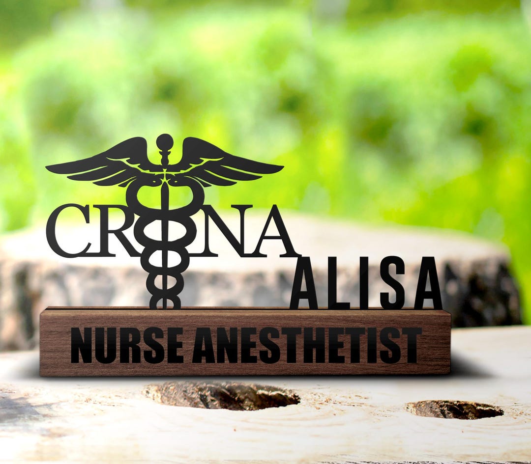 Custom Nurse Anesthetist Desk Name Plate Wedge Personalized Nursing ...