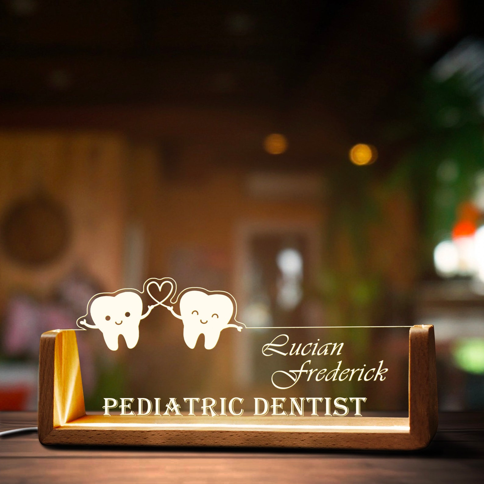Custom Pediatric Dentist Desk Name Plate Personalized Kid's Dentist LED ...