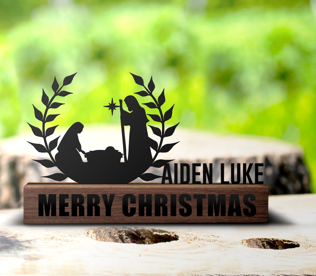 Custom Nativity Scene Christmas Desk Name Plate Wedge Personalized ...