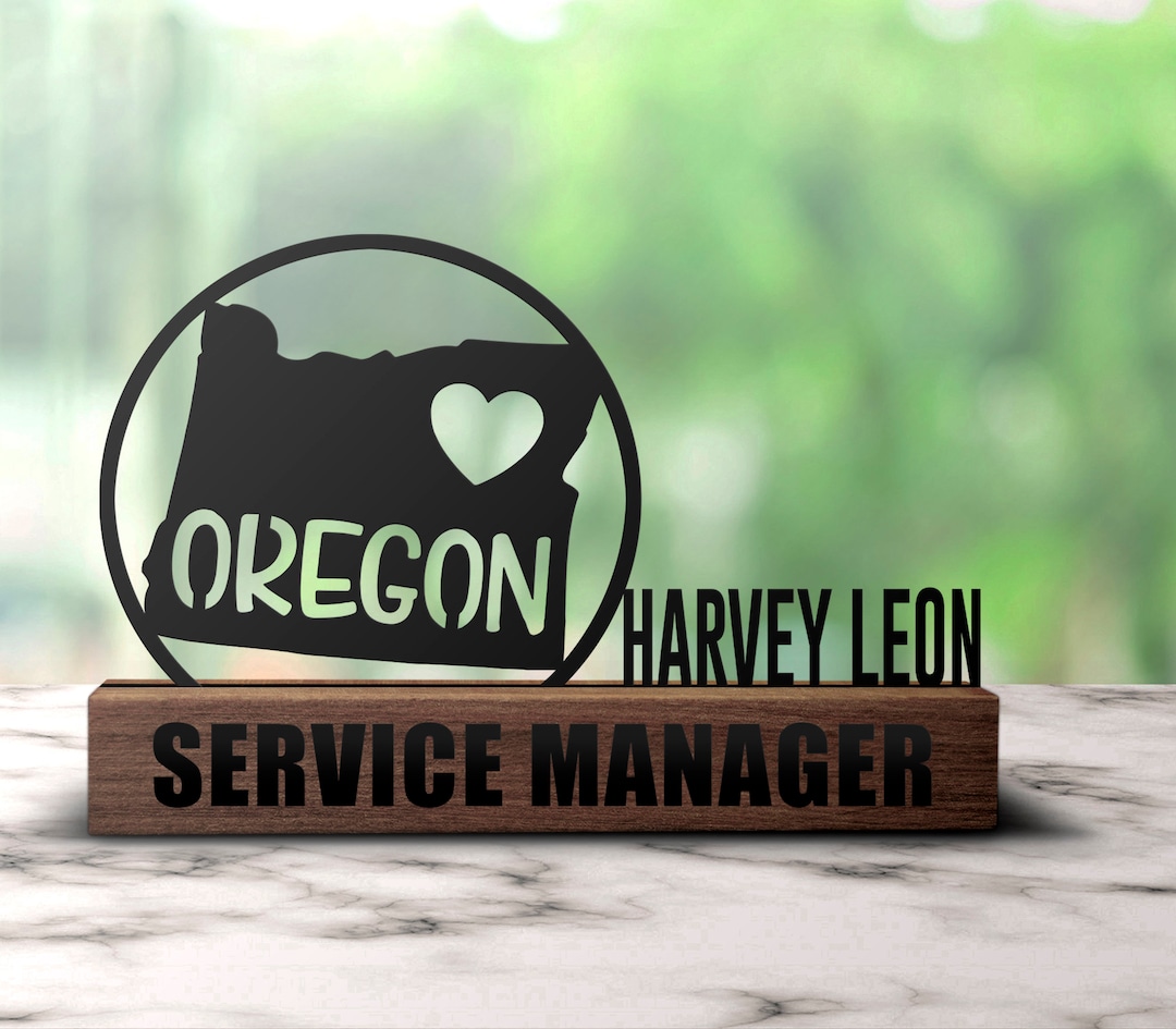 Custom Oregon Map Desk Name Plate Wedge, Personalized Born in Oregon ...