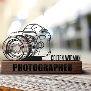 Custom Photographer Desk Name Plate Wedge Personalized Photography ...