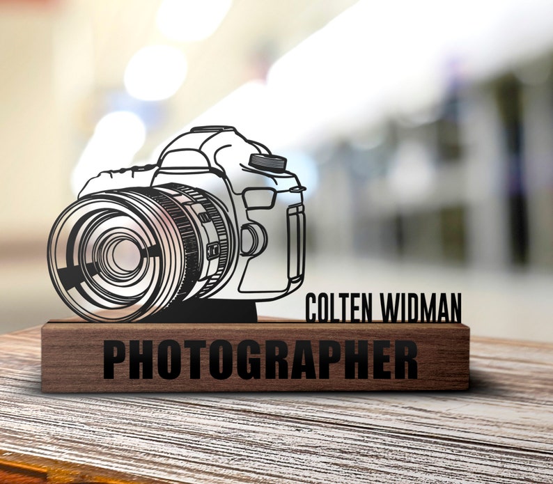 Custom Photographer Desk Name Plate Wedge Personalized - Etsy