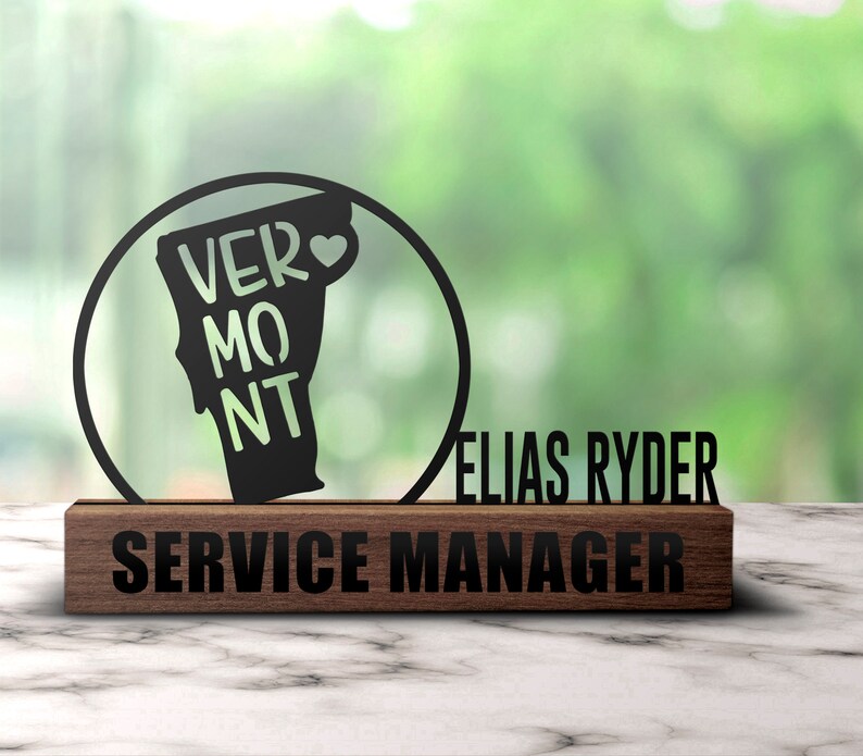 Custom Vermont Map Desk Name Plate Wedge Personalized Born in - Etsy