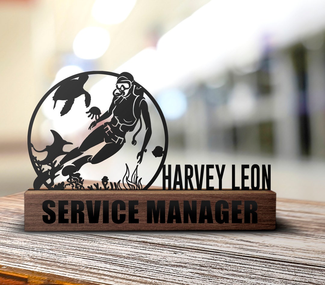 Custom Scuba Diving Desk Name Plate Wedge Personalized Scuba Diver ...