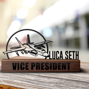 Custom Airplane Desk Name Plate Wedge Personalized Pilot Nameplate ...