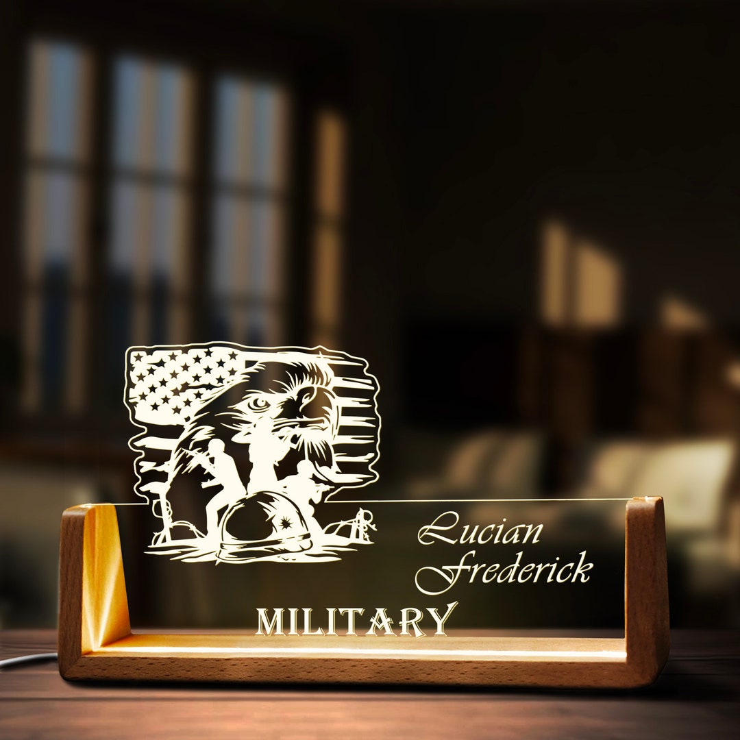 Custom Soldier Military Desk Name Plate Personalized American Troops ...