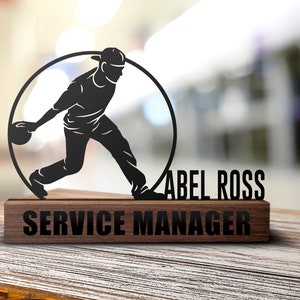 Custom Bowling Ball Desk Name Plate Wedge, Personalized Bowling ...