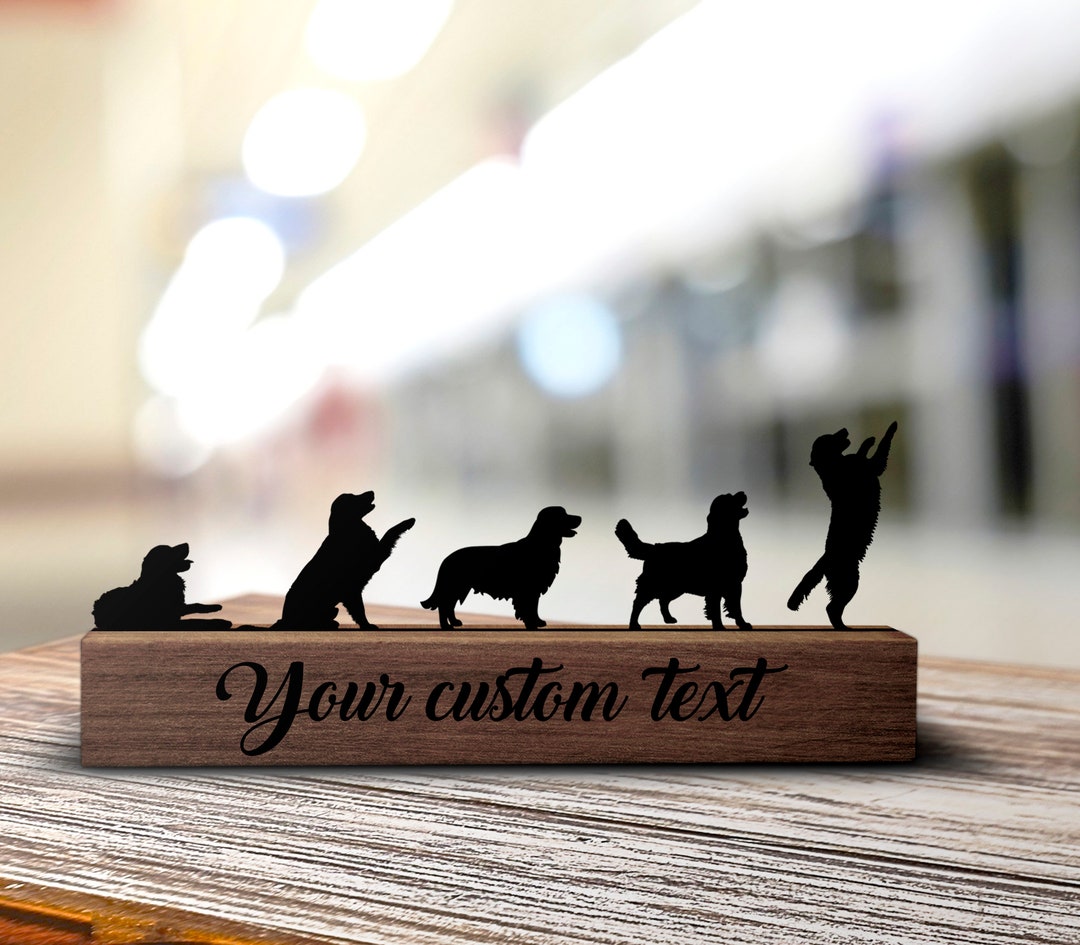 Custom Golden Retriever Desk Name Plate Wedge Personalized Goldie ...