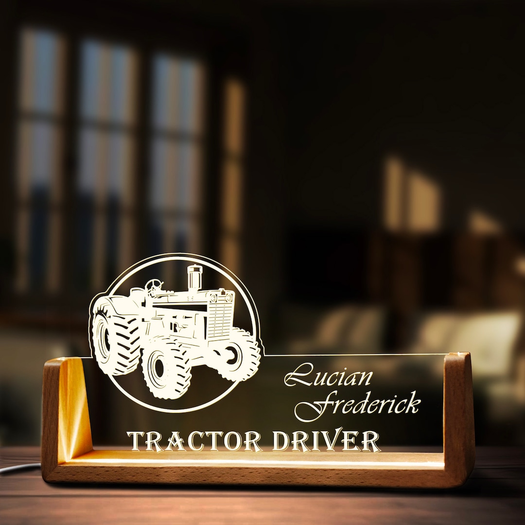 Custom Tractor Driver Desk Name Plate Personalized Farmhouse LED Light ...