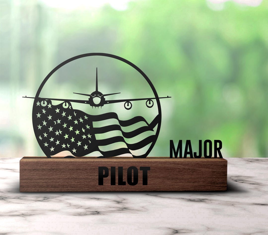Custom Airplane Desk Name Plate Wedge Personalized Pilot Nameplate ...