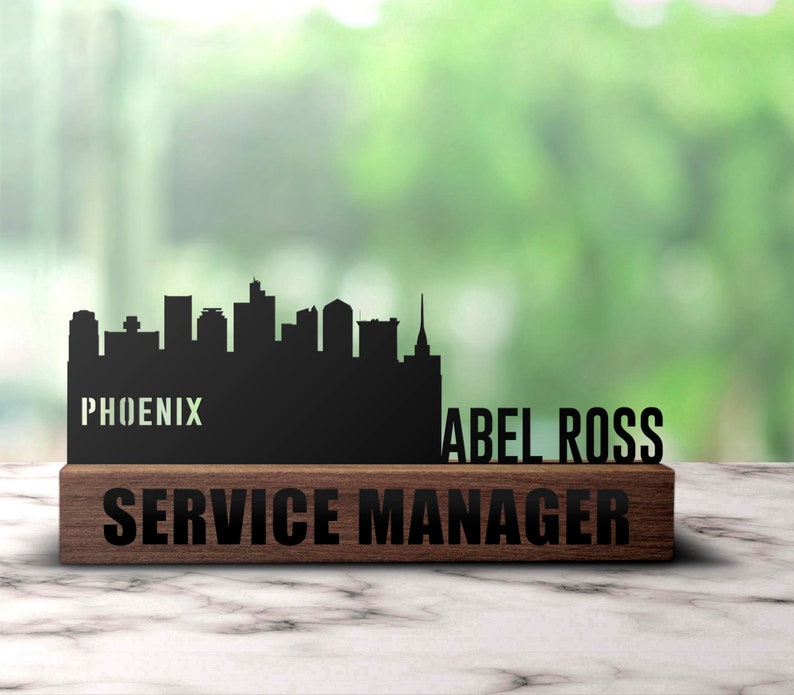Custom Phoenix Skyline Desk Name Plate Wedge Personalized US City ...