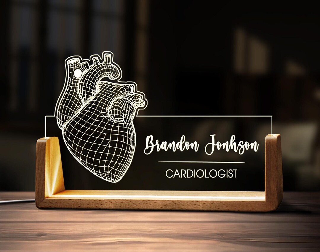 Custom Heart Doctor Desk Name Plate, Personalized Heart Surgeon Acrylic ...