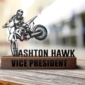 Custom Motocross Biker Desk Name Plate Wedge Personalized Dirt Bike ...