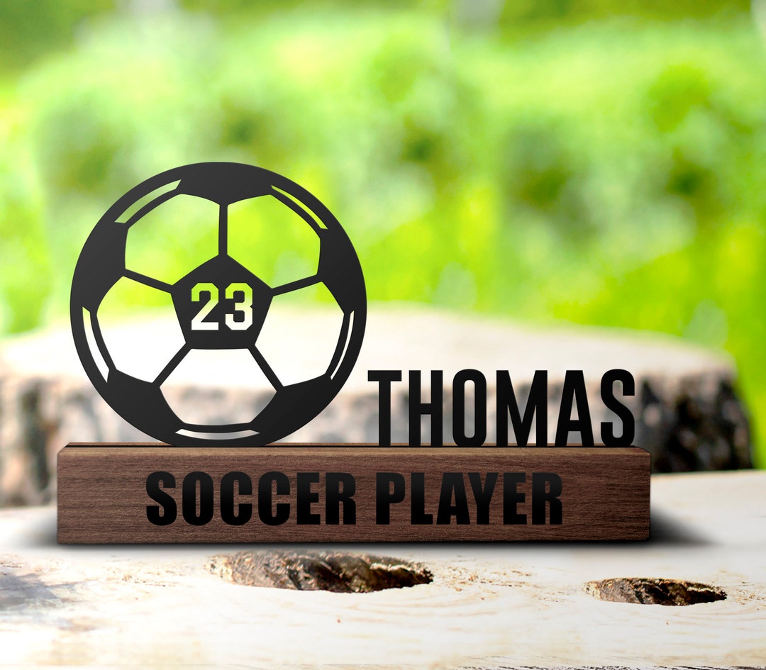 Custom Soccer Desk Name Plate Wedge Personalized Football Player ...