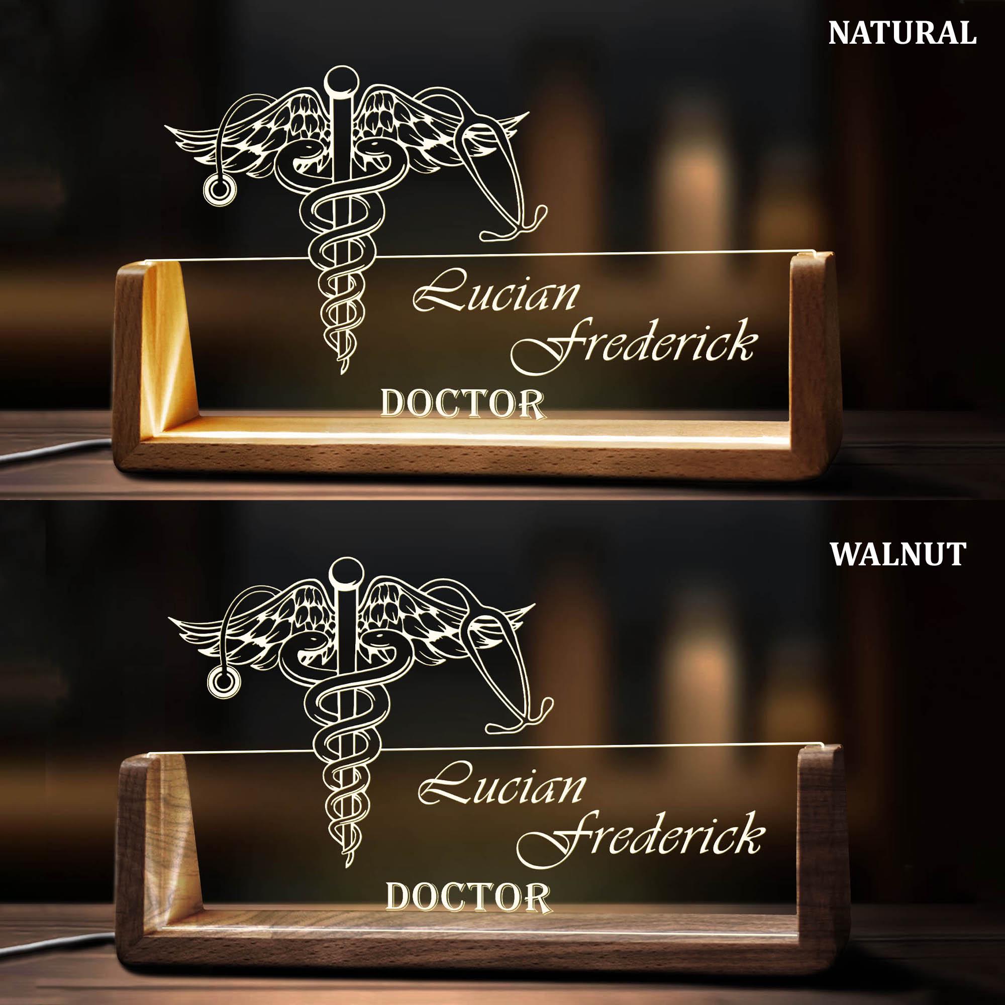 Custom Medical Symbol Desk Name Plate Personalized Nursing LED Light ...