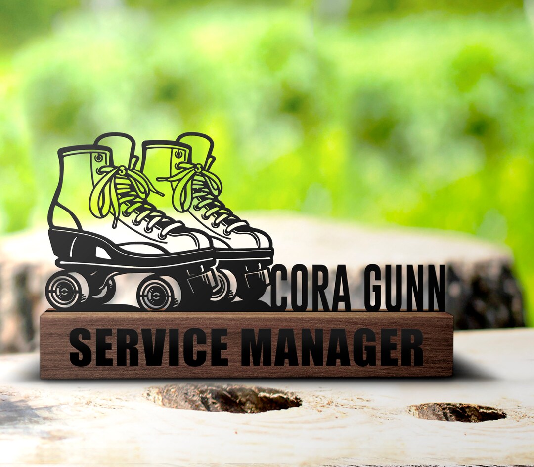 Custom Roller Skating Desk Name Plate Wedge Personalized Roller Skates ...