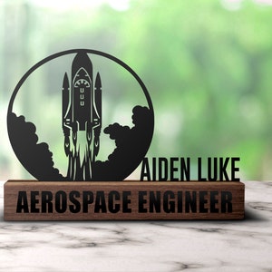 Custom Aerospace Engineer Gift Desk Name Plate Wedge Personalized ...