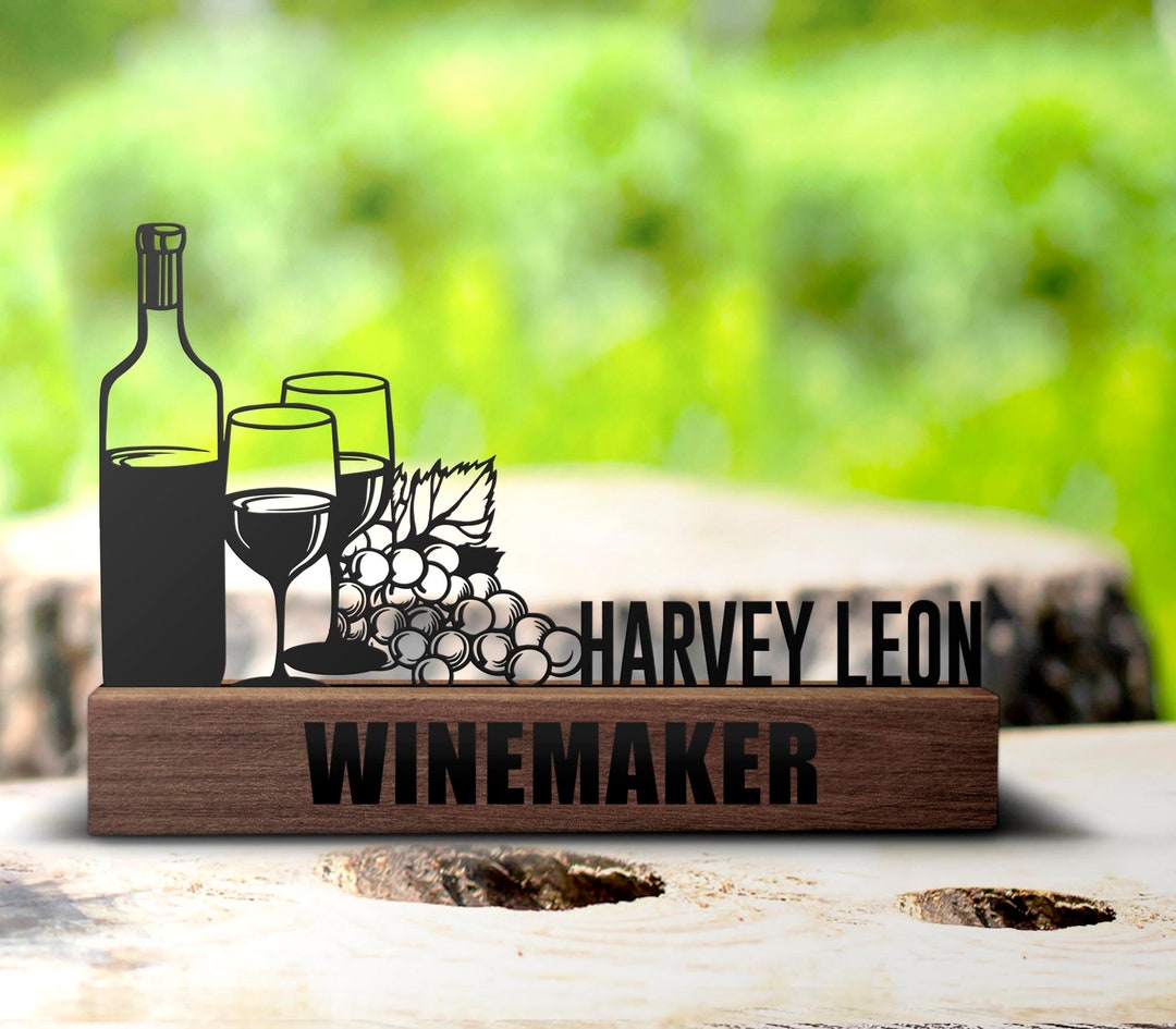 Custom Winemaker Desk Name Plate Wedge Personalized Vineyard Owner ...