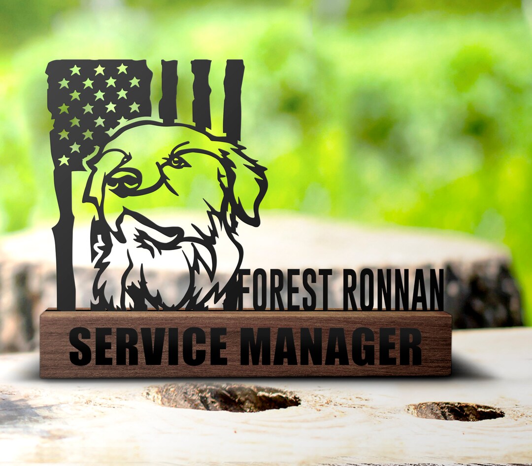 Custom Dog Lover Desk Name Plate Wedge, Personalized Peeking Nameplate ...