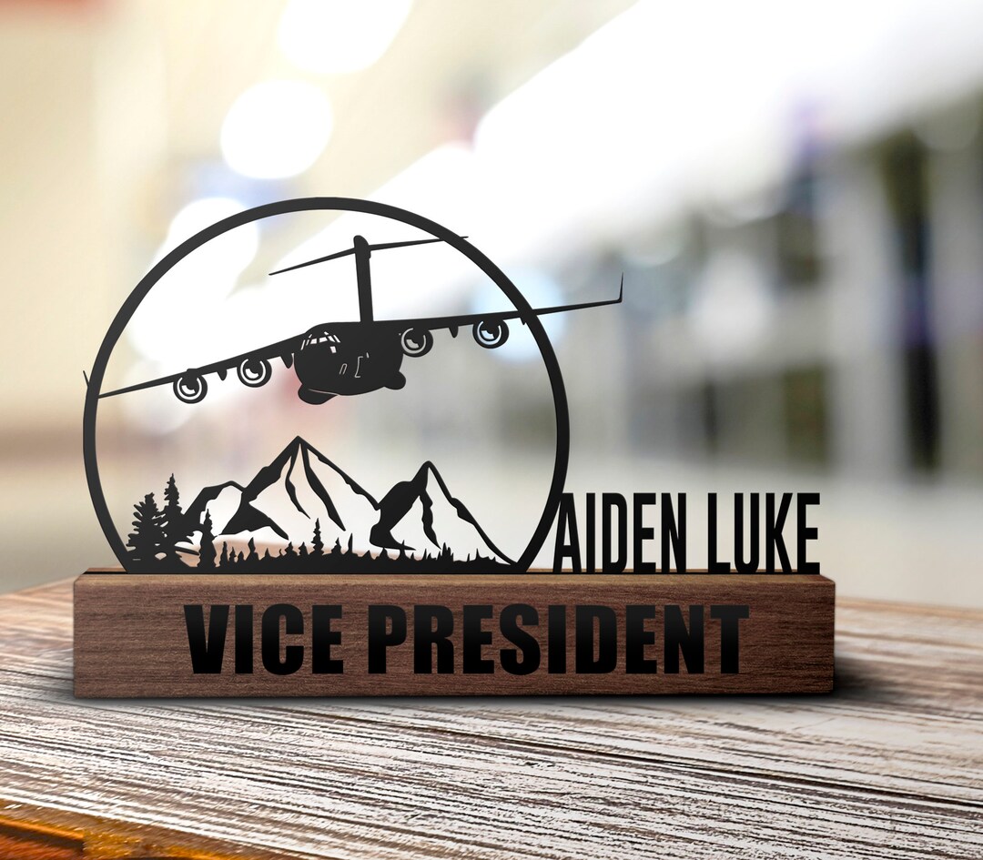 Custom Airplane Desk Name Plate Wedge Personalized Pilot Nameplate ...