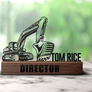 Custom Excavator Desk Name Plate Wedge, Personalized Nameplate Office ...