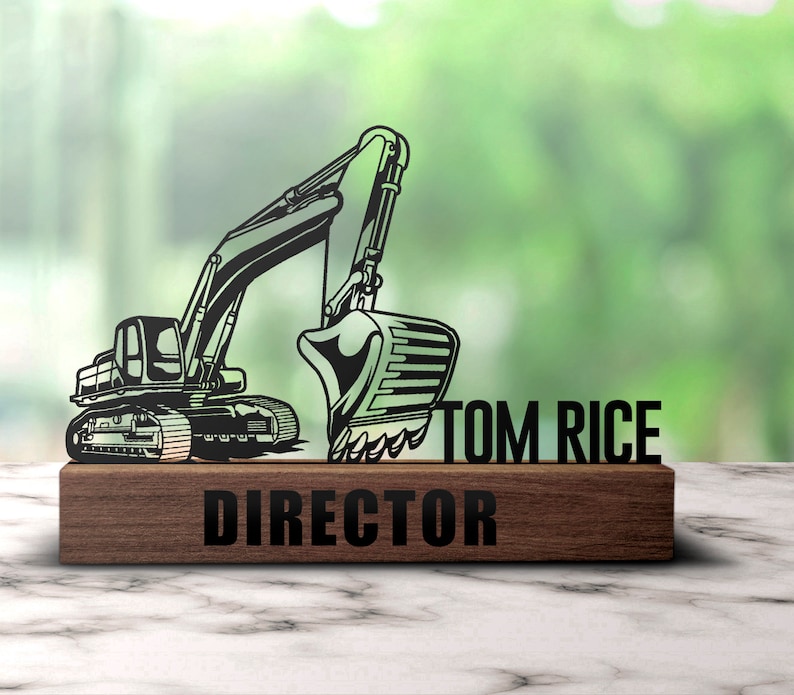 Custom Excavator Desk Name Plate Wedge, Personalized Nameplate Office ...