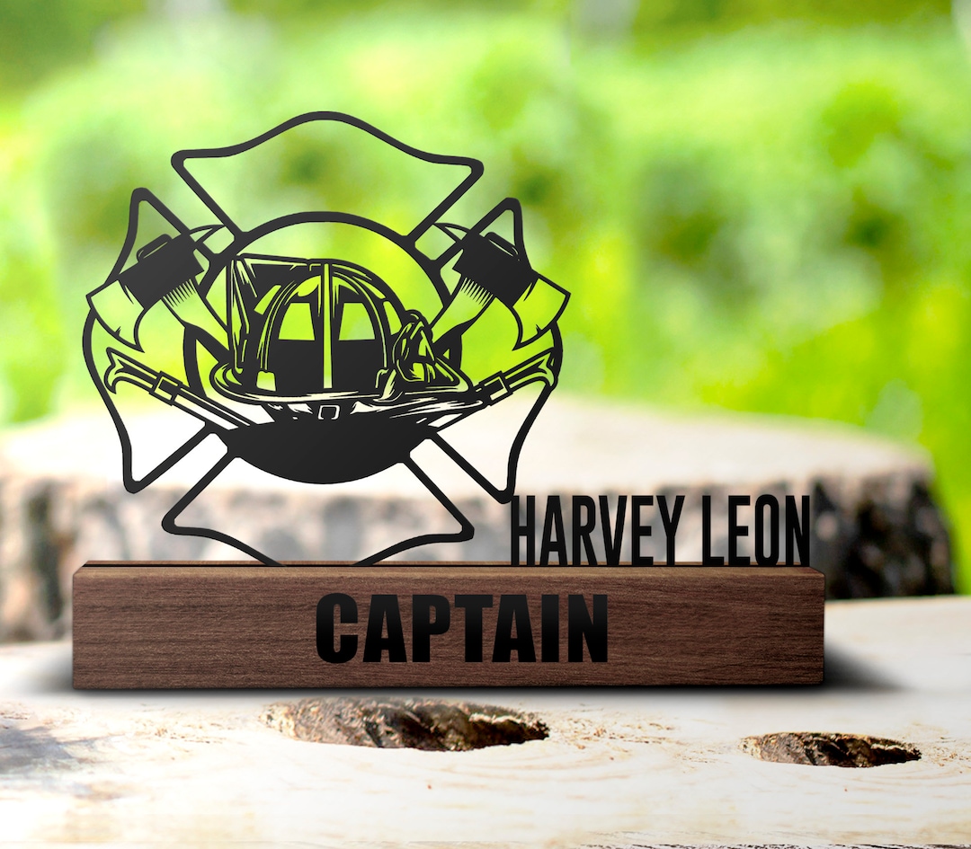 Custom Firefighter Desk Name Plate Wedge Personalized Fireman Nameplate ...