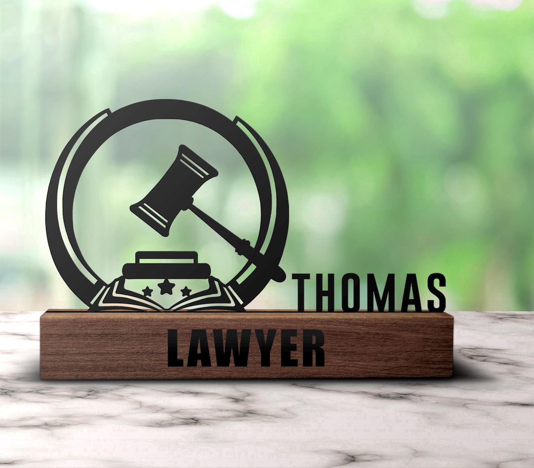 Custom Judges Gavel Lawyer Desk Name Plate Wedge Personalized Attorney ...