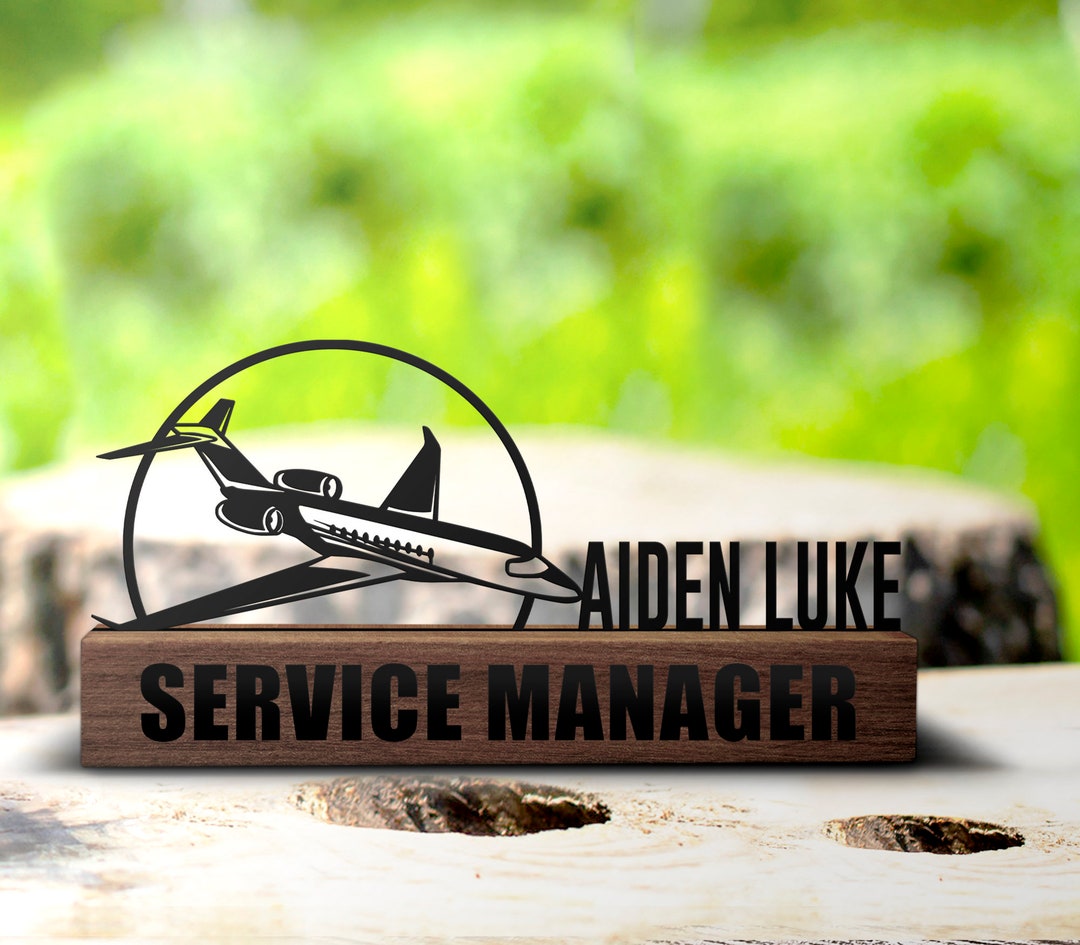 Custom Airplane Desk Name Plate Wedge Personalized Pilot Nameplate ...