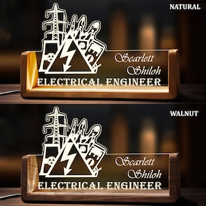 Custom Electrical Engineer Desk Name Plate Personalized Electrician LED ...