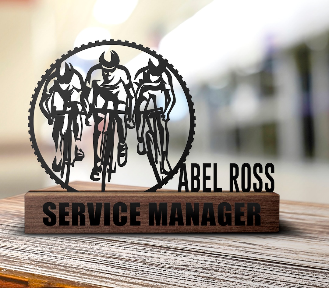 Custom Bicycle Desk Name Plate Wedge Personalized Cycling Name ...