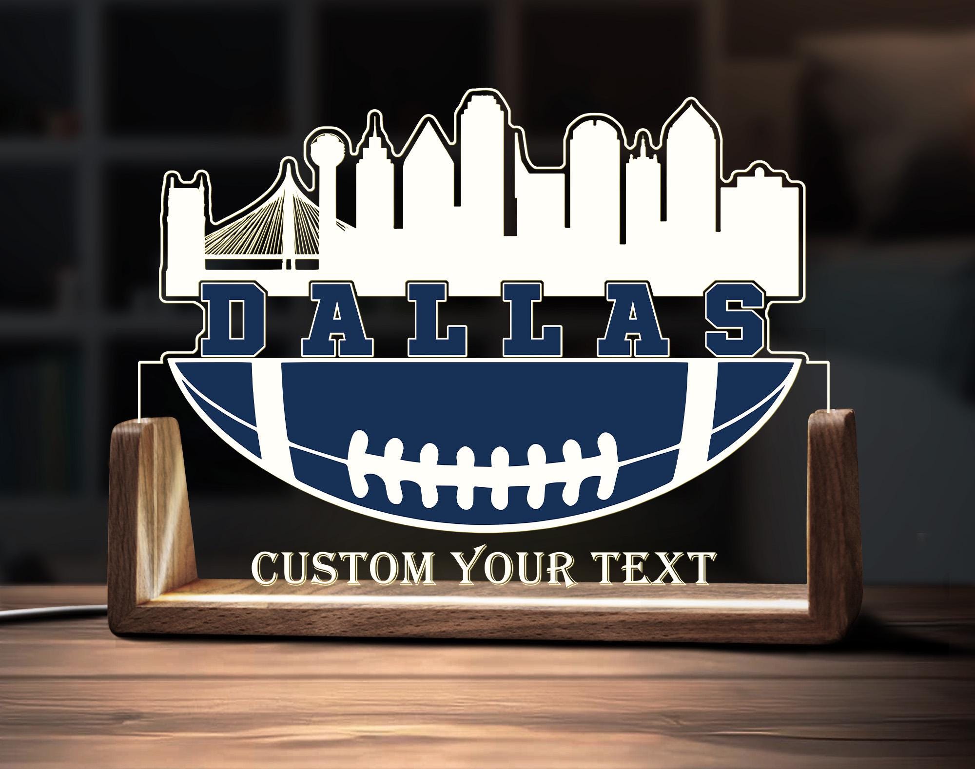Custom Dallas Skyline Desk Name Plate Personalized American Football ...