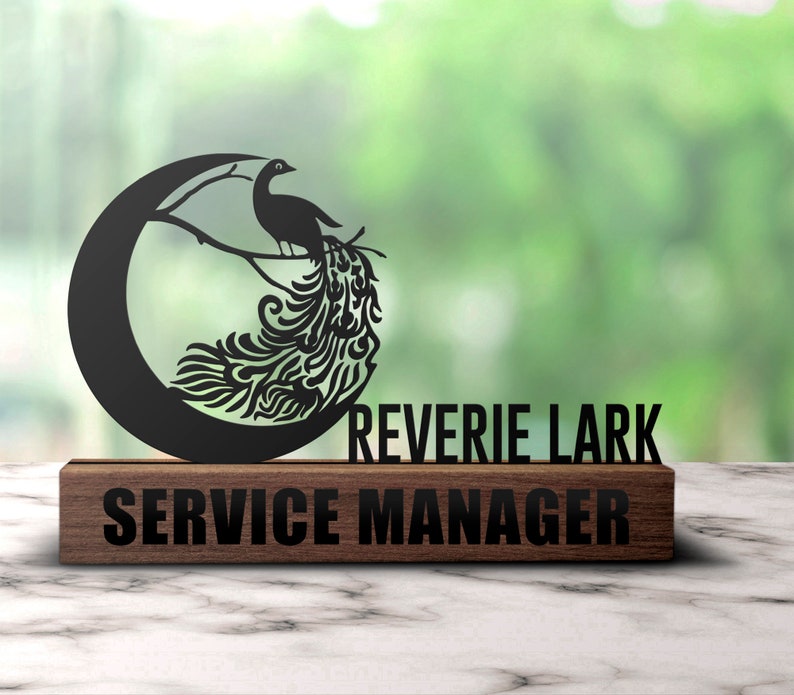Custom Peacock Desk Name Plate Wedge Personalized Peacock - Etsy