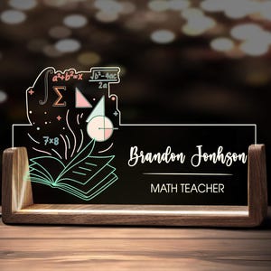 Custom Math Teacher Desk Name Plate, Personalized Acrylic Desk Sign ...