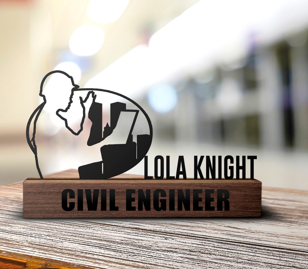Custom Civil Engineer Desk Name Plate Wedge Personalized Engineering ...