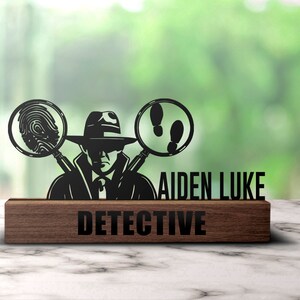 Custom Detective Desk Name Plate Wedge Personalized Investigator ...