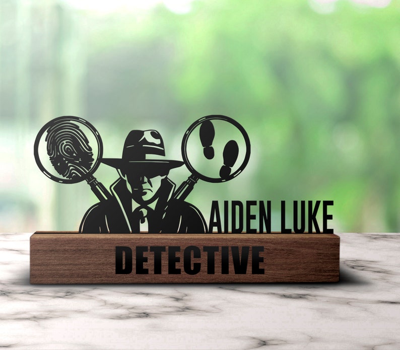 Custom Detective Desk Name Plate Wedge Personalized Investigator ...