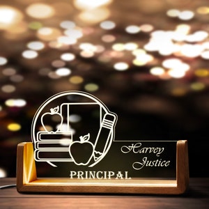Custom Principal Desk Name Plate Personalized Head of School LED Light ...