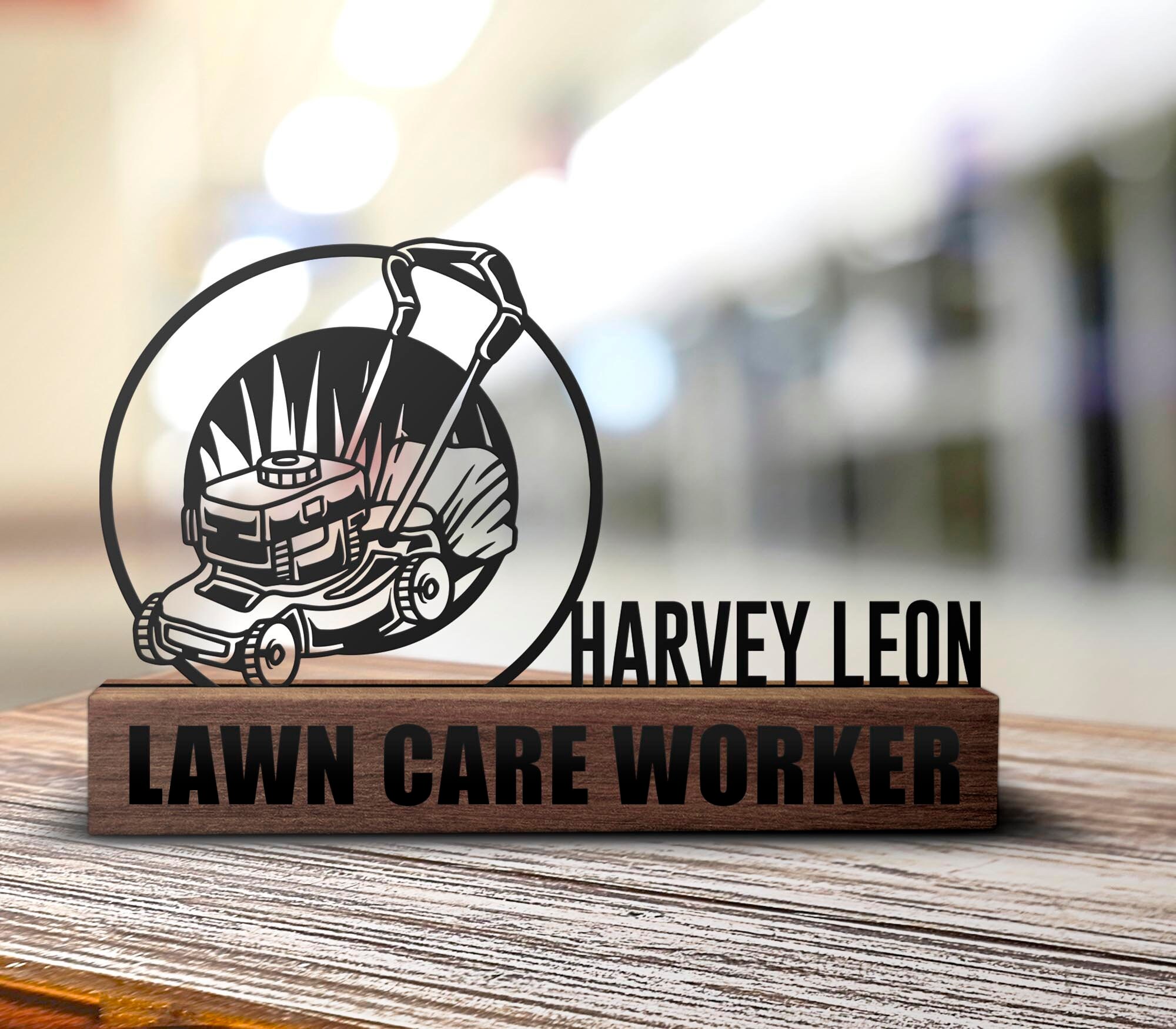 Custom Lawn Care Desk Name Plate Wedge, Personalized Lawncare Landscape ...