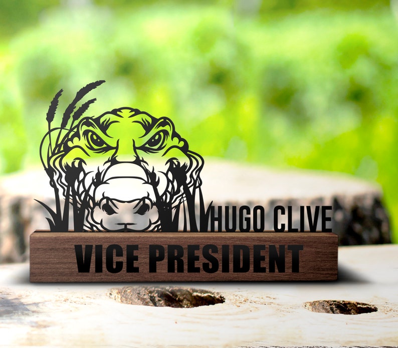 Custom Crocodile Desk Name Plate Wedge, Personalized Aligator Wild ...