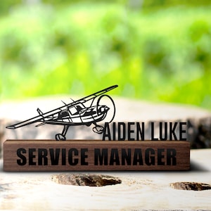 Custom Airplane Desk Name Plate Wedge Personalized Pilot Nameplate ...
