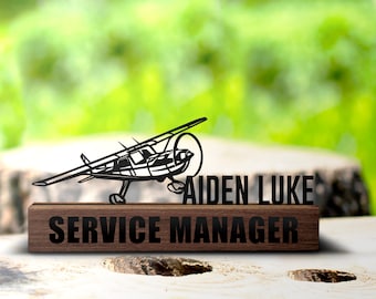 Custom Airplane Desk Name Plate Wedge Personalized Pilot Nameplate ...