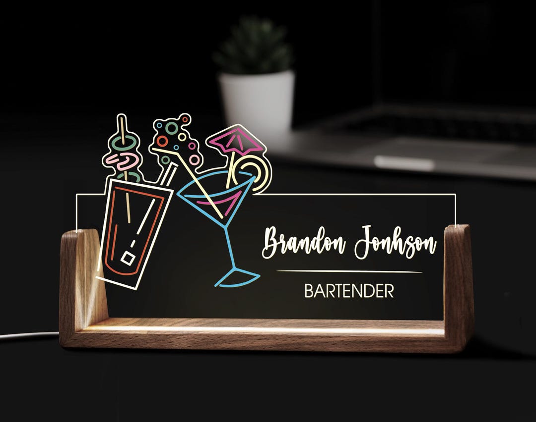 Custom Bartender Desk Name Plate Personalized Bartender Gift Acrylic ...