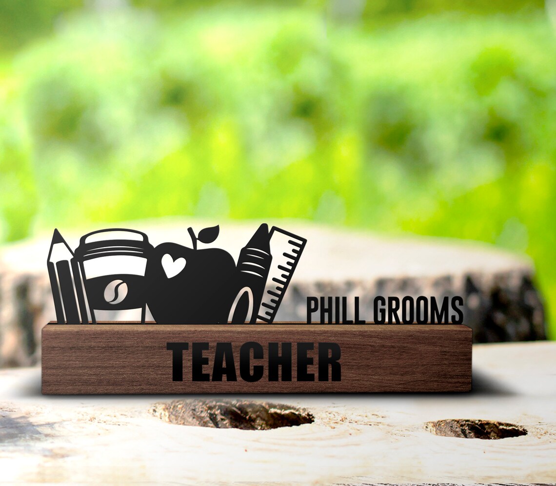 Custom Teacher Desk Name Plate Wedge Personalized Gifts for Teachers ...