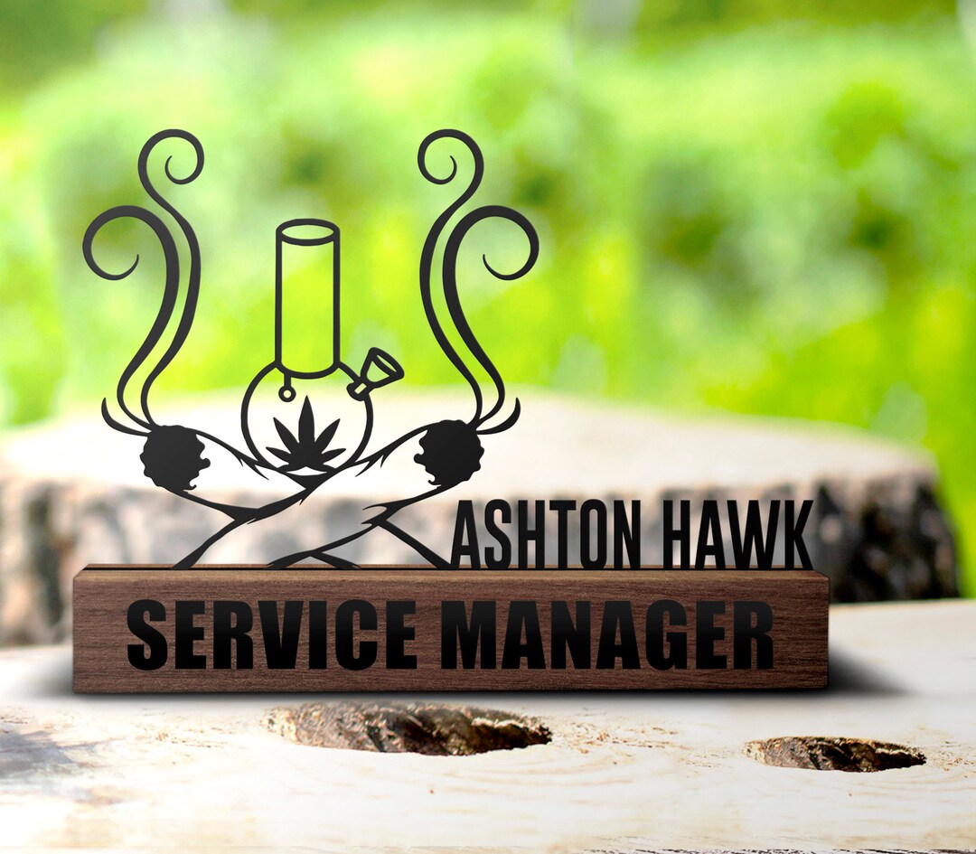 Custom Weed Desk Name Plate Wedge, Personalized Marijuana Nameplate ...