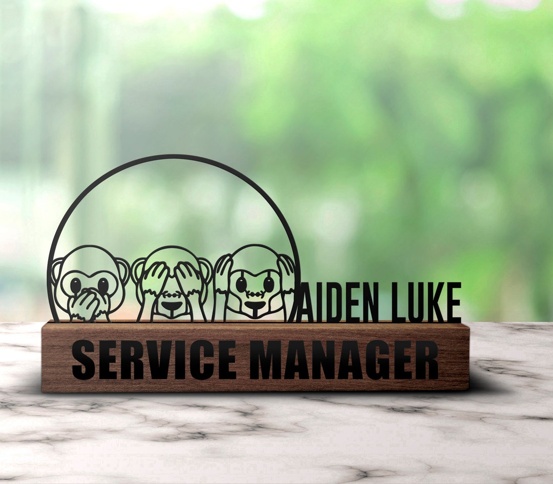 Custom Monkey Desk Name Plate Wedge Personalized Wildlife Wild Animal ...