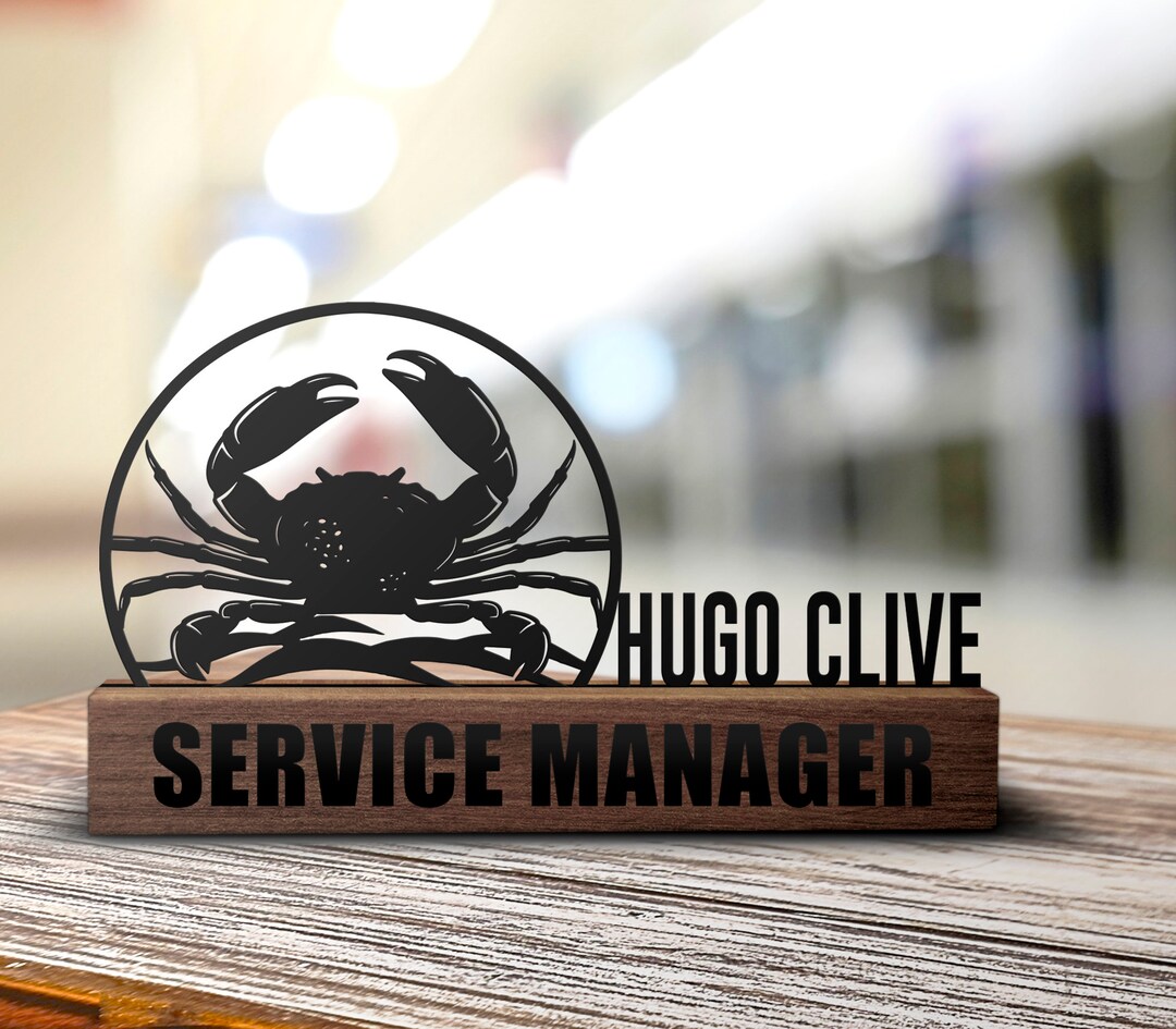 Custom Crab Desk Name Plate Wedge, Personalized Wild Animal Nameplate ...