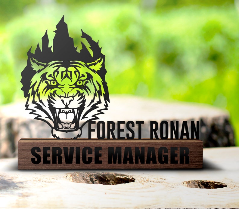 Custom Tiger Desk Name Plate Wedge Personalized Nameplate - Etsy